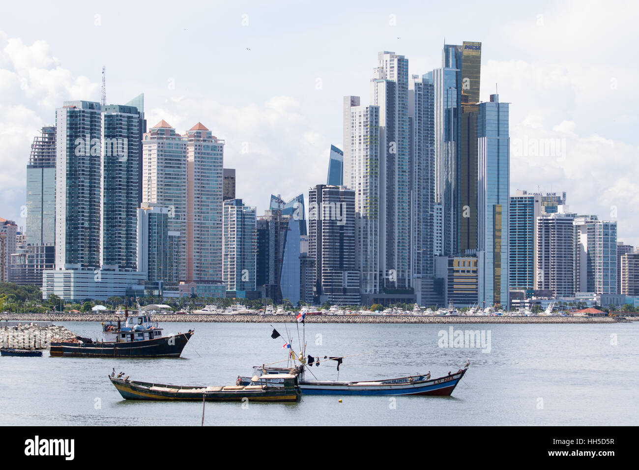 June 15, 2016 Panama City, Panama: small fishing boats floating on the ...