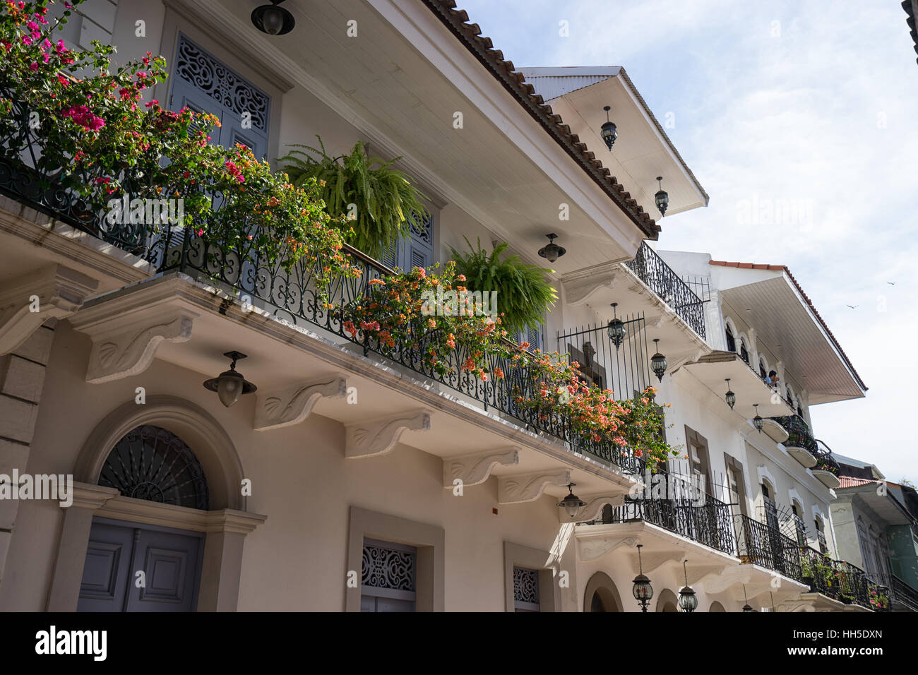 June 15, 2016 Panama City, Panama: closeup of a newly renovated ...