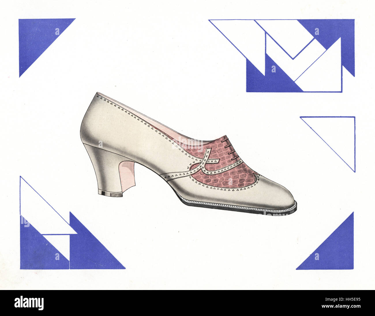 Woman's brogue shoe design in ivory leather with snakeskin lace-up ...