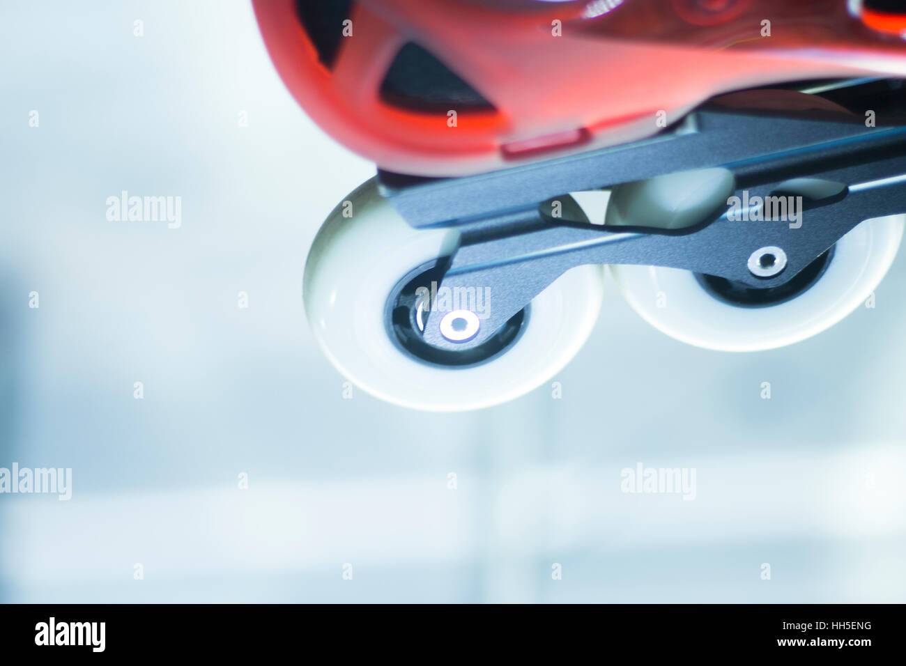 Freestyle inline skates boots and wheels in retail store shop window ...