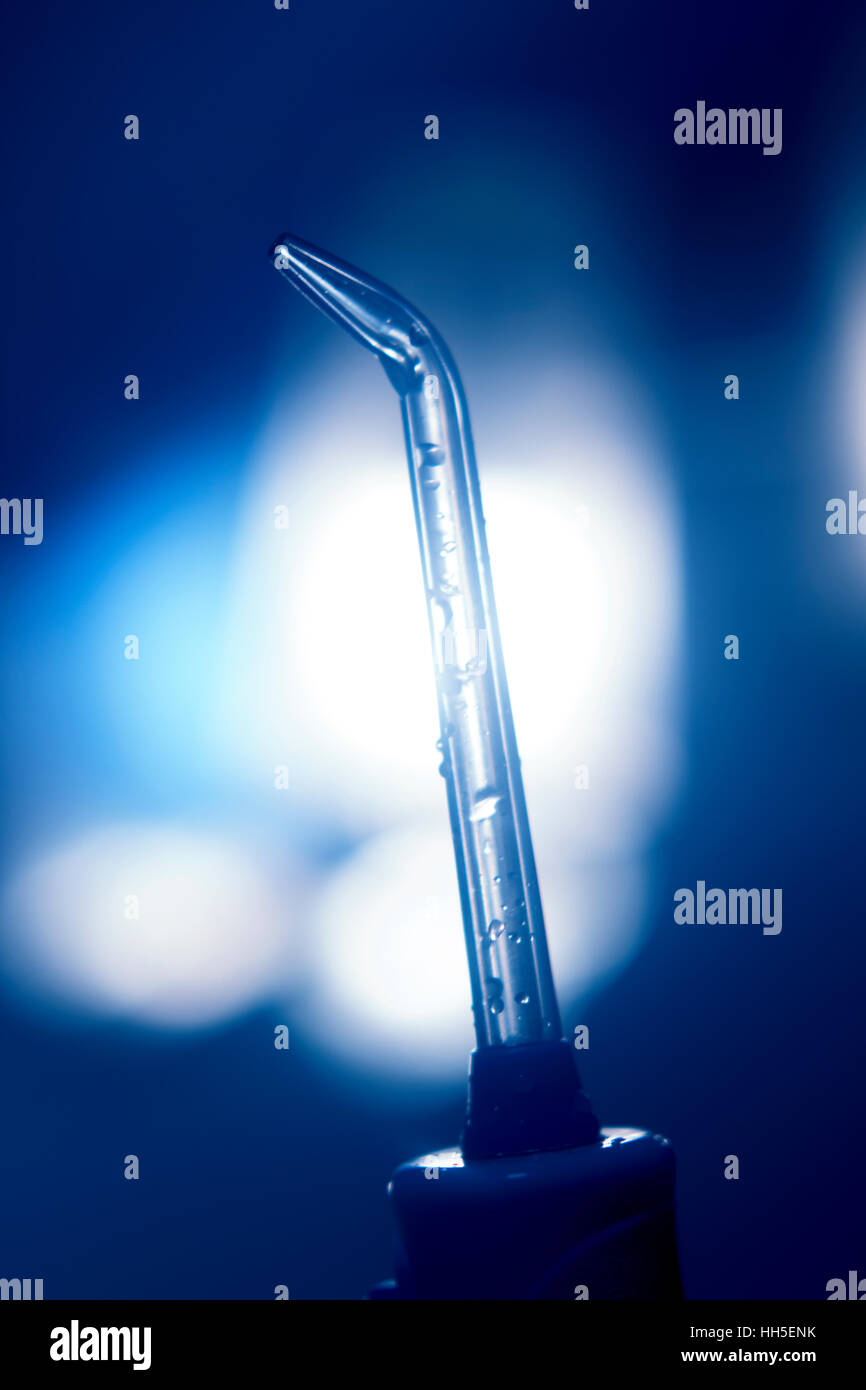 Water jet dental cleaner head to liquid floss each tooth and between ...