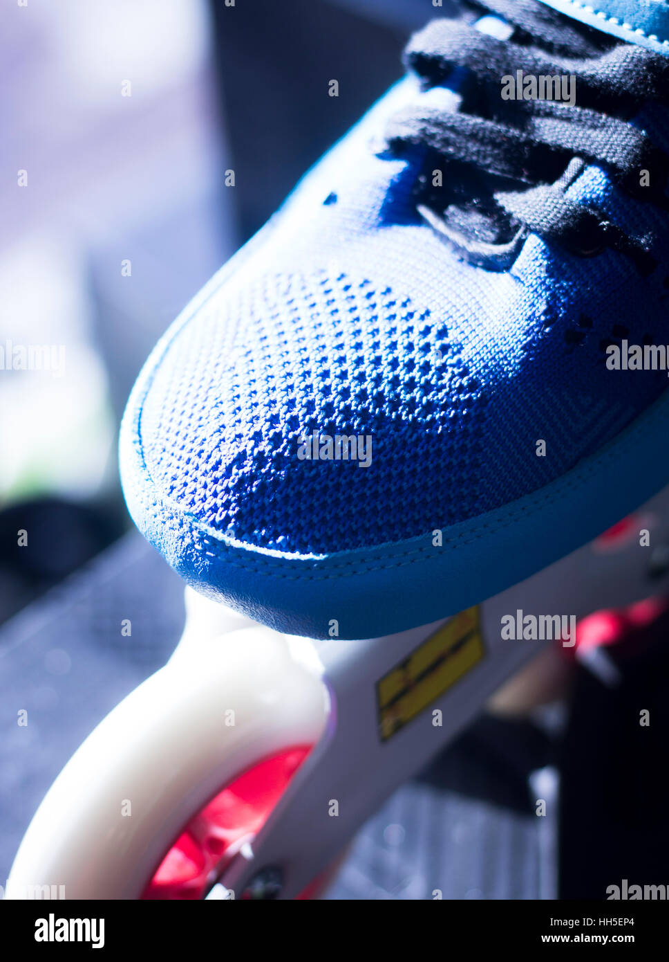 Inline freestyle new roller skates in retail skate shop window display ...