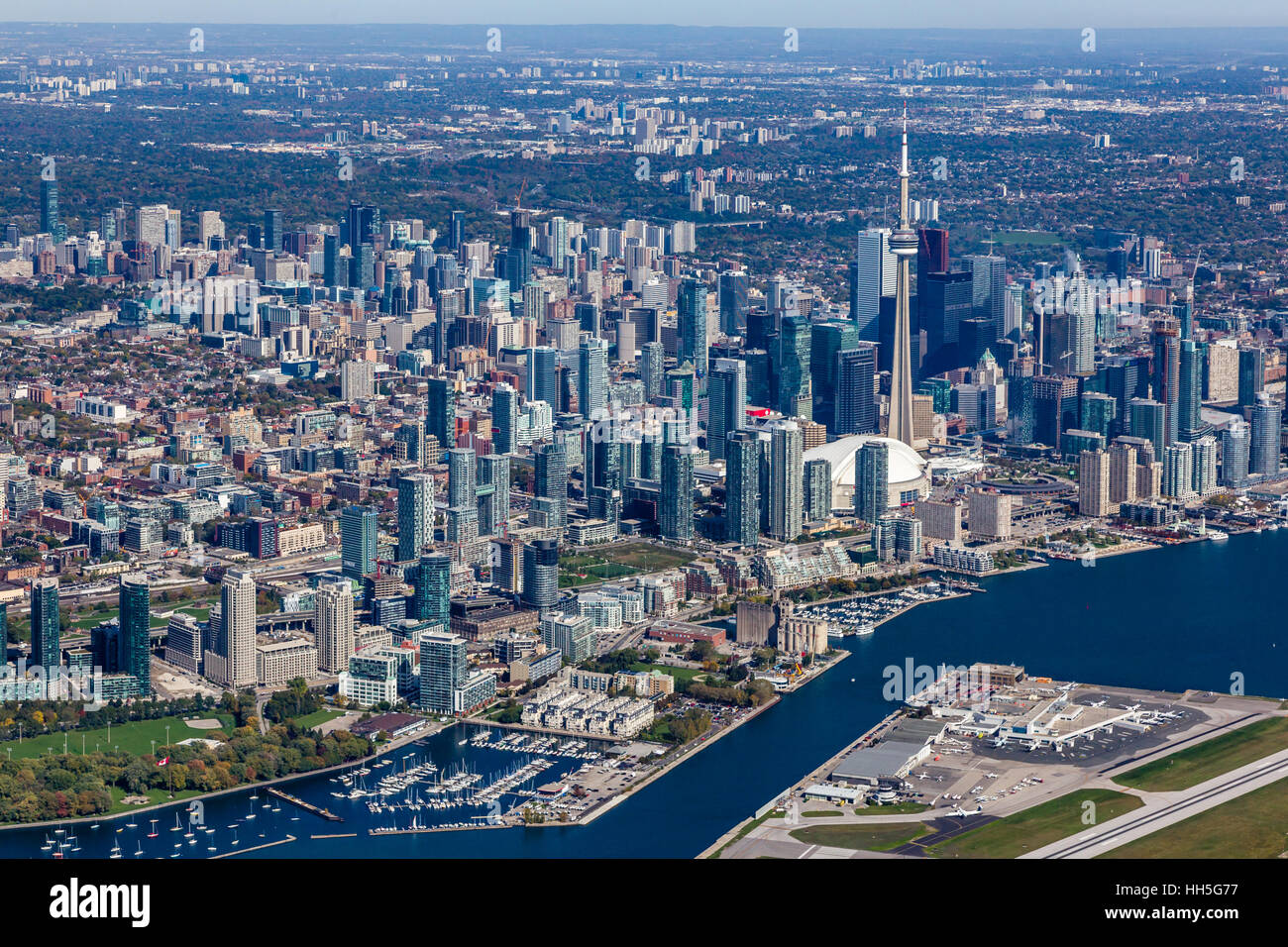 Aerial View of Toronto Skyline including Exhibition Place and Island ...