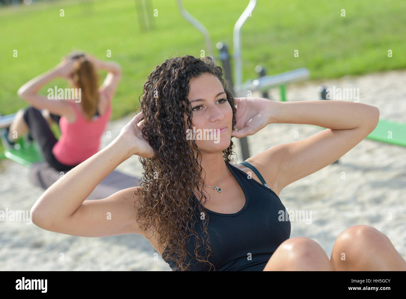two women exercising Stock Photo - Alamy