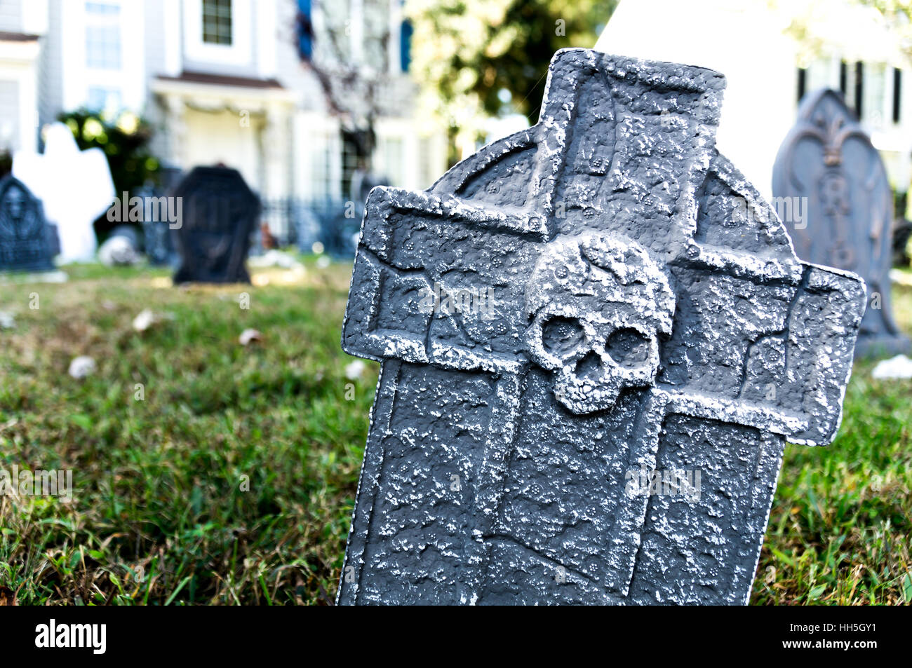 Tombstone Halloween Decoration Stock Photo - Alamy