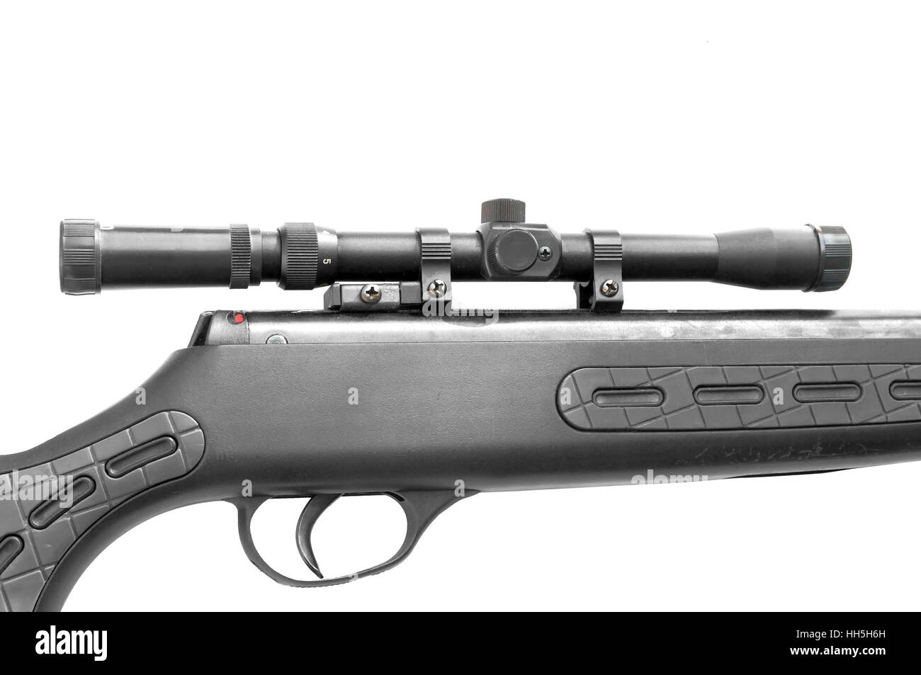 black scope close up on old sniper rifle isolated on white Stock Photo ...