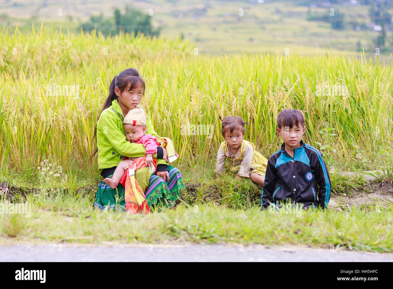 H'mong ethnic minority children on October 16, 2016 in Laocai, Vietnam ...