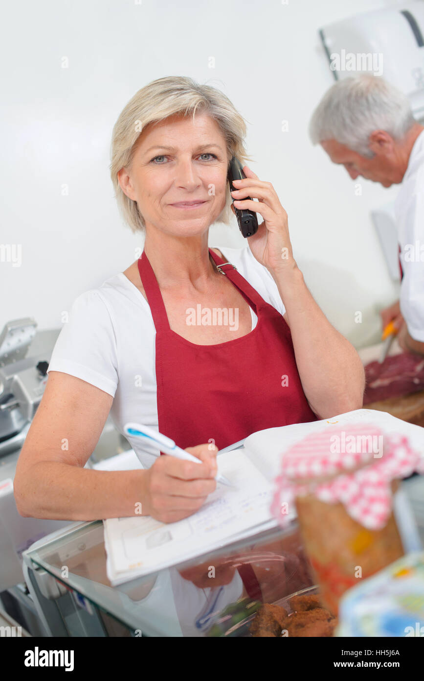 taking orders through phone Stock Photo - Alamy