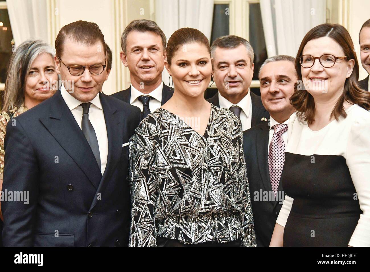 Prince Daniel and Victoria, Crown Princess of Sweden attend a party ...