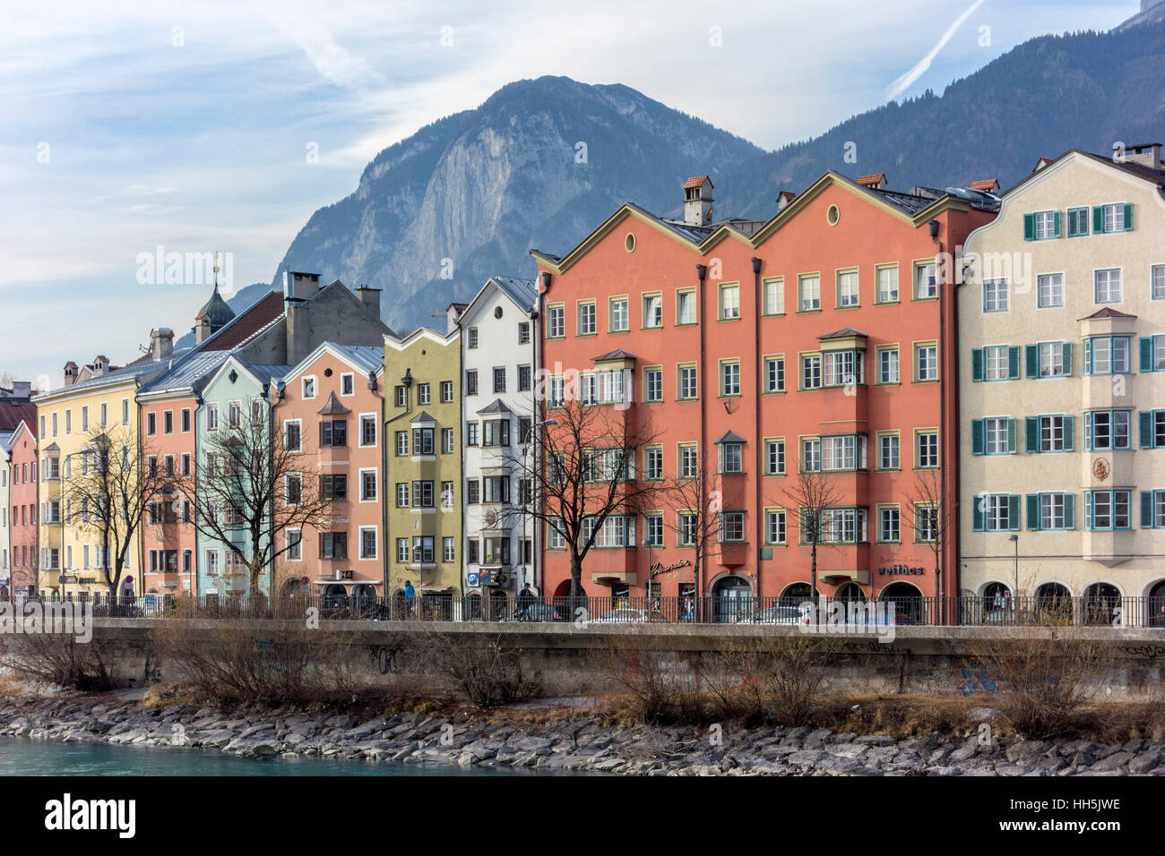 Innsbruck Architecture - Buildings along Inn River Stock Photo - Alamy