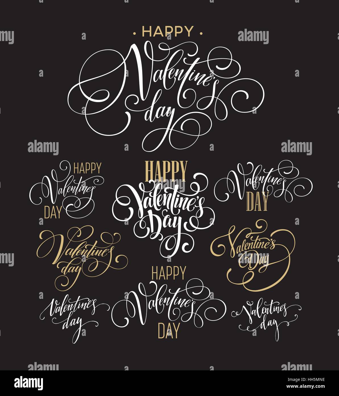 Valentines Day and Love lettering collection. Vector illustration Stock ...