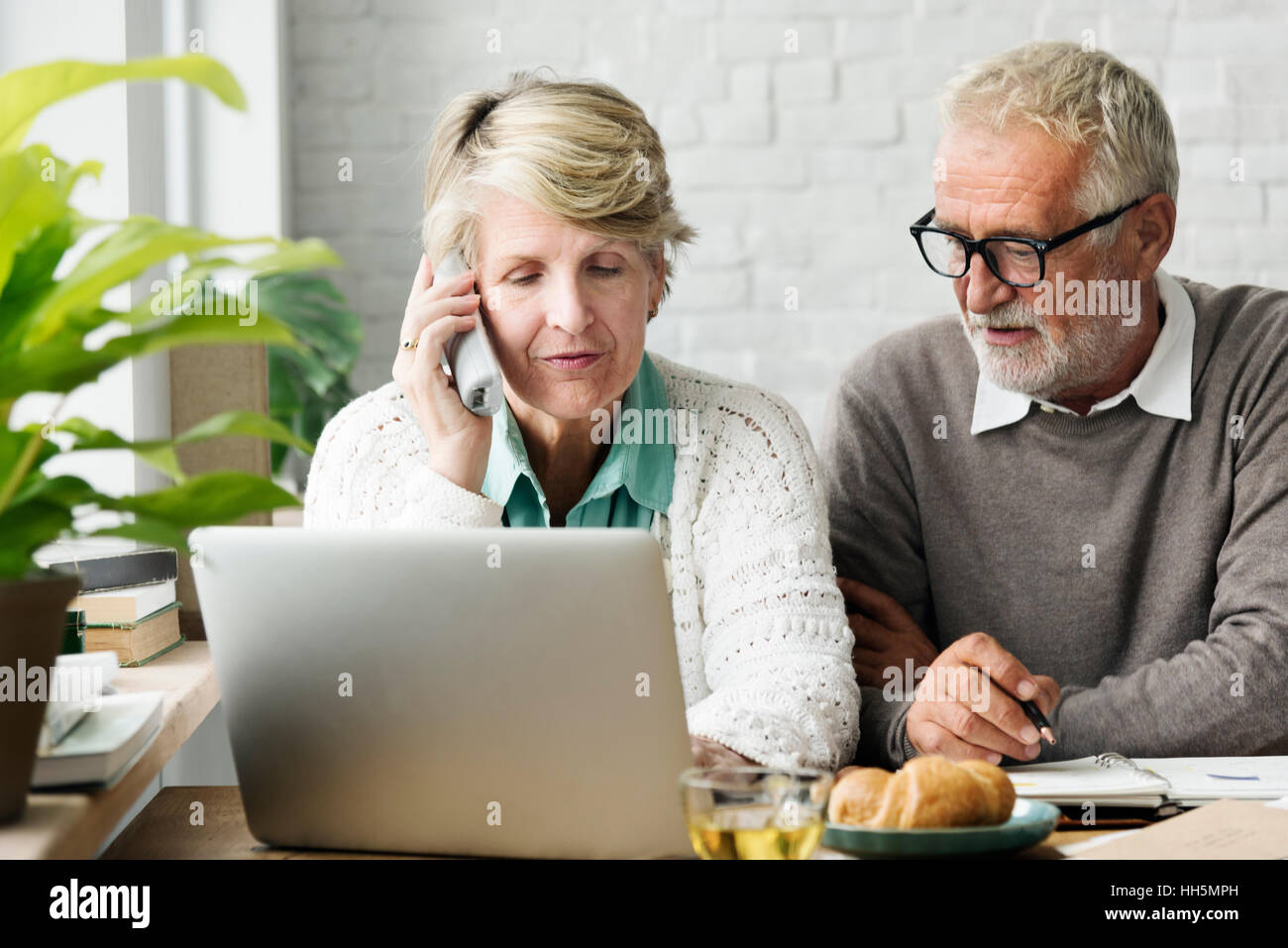 Senior Adult Using Laptop Notebook Concept Stock Photo - Alamy