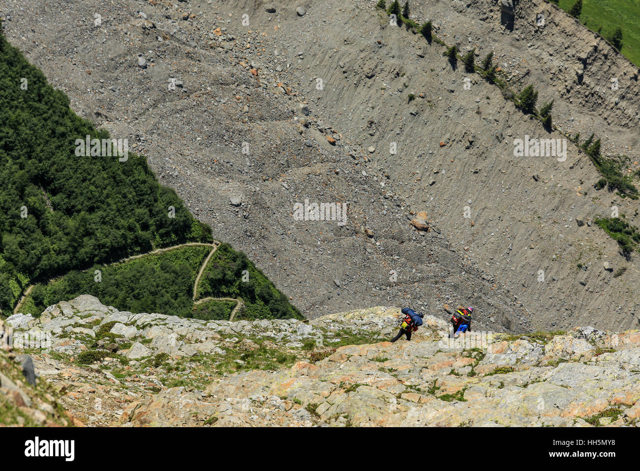 Hiking on the Massif of Mont Blanc in the French alps Stock Photo - Alamy