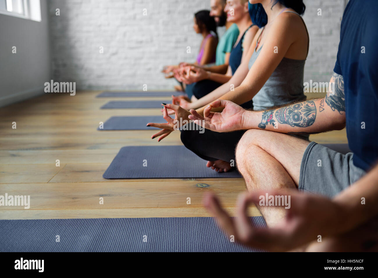 Yoga Practice Exercise Class Concept Stock Photo - Alamy