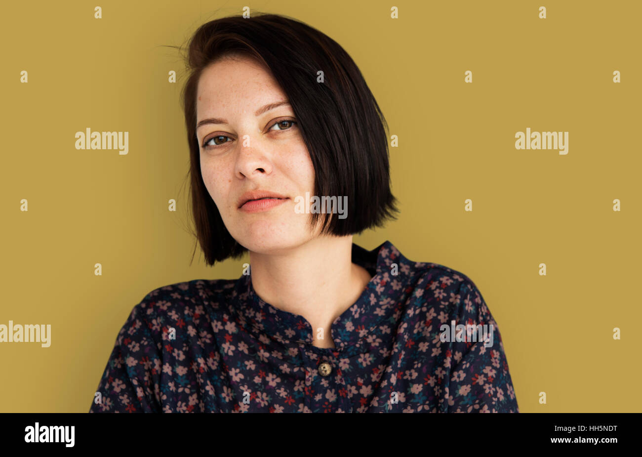Woman Neutral Face Expression Daydreaming Concept Stock Photo - Alamy