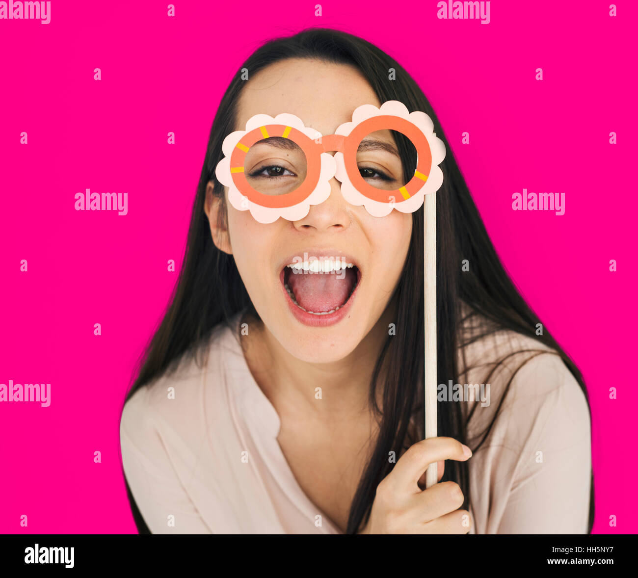 Woman Cheerful Portrait Studio Concept Stock Photo - Alamy