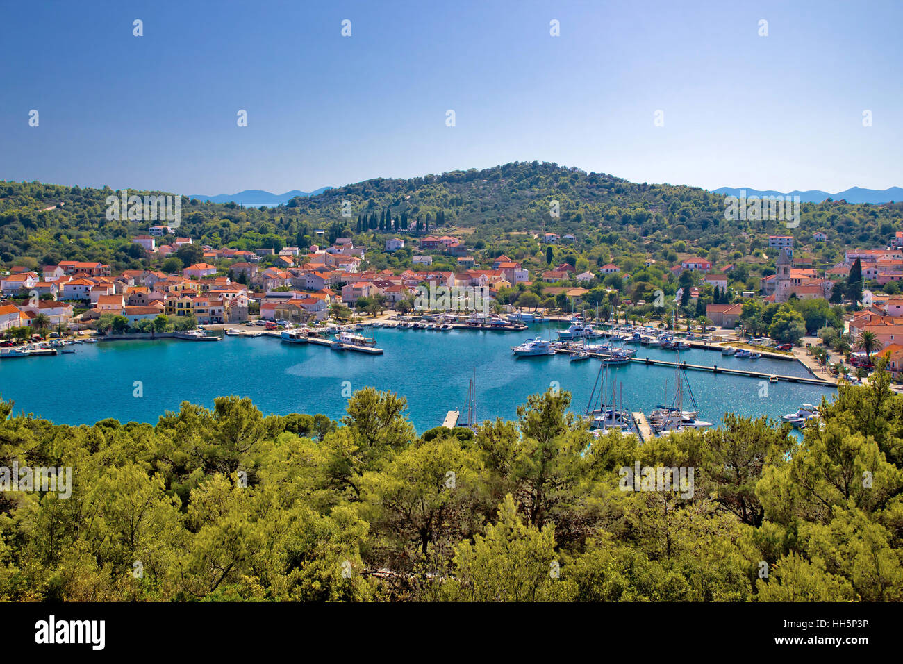 Town of Kukljica aerial view, Island of Ugljan, Croatia Stock Photo - Alamy