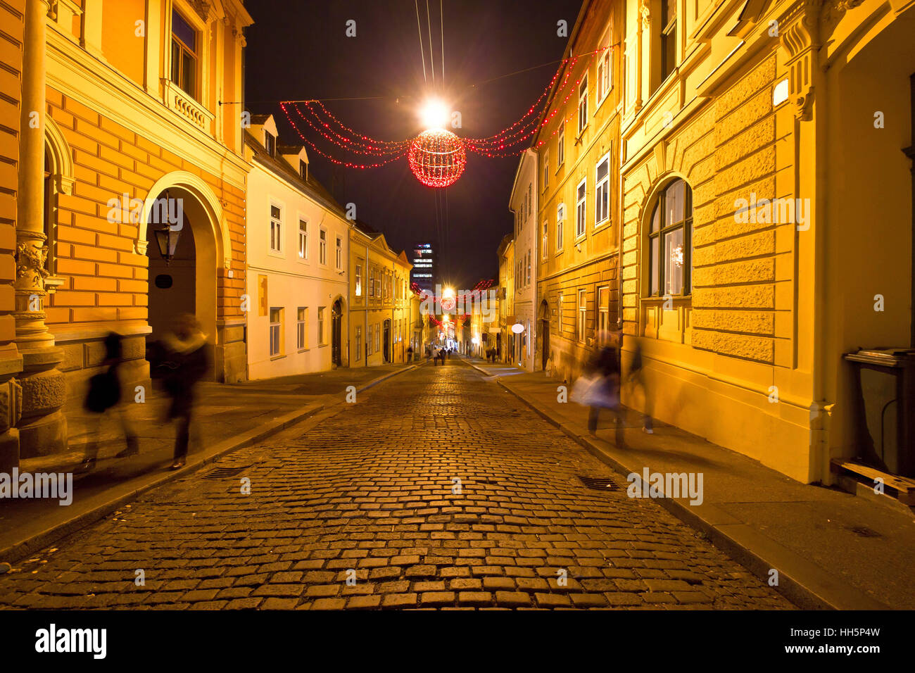 Old streets of Zagreb night view, capital of Croatia Stock Photo - Alamy