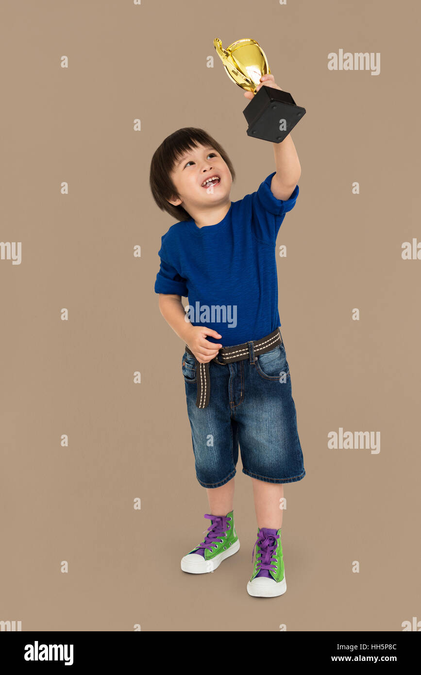 Boy Award Reward Playful Kid Little Won Concept Stock Photo - Alamy