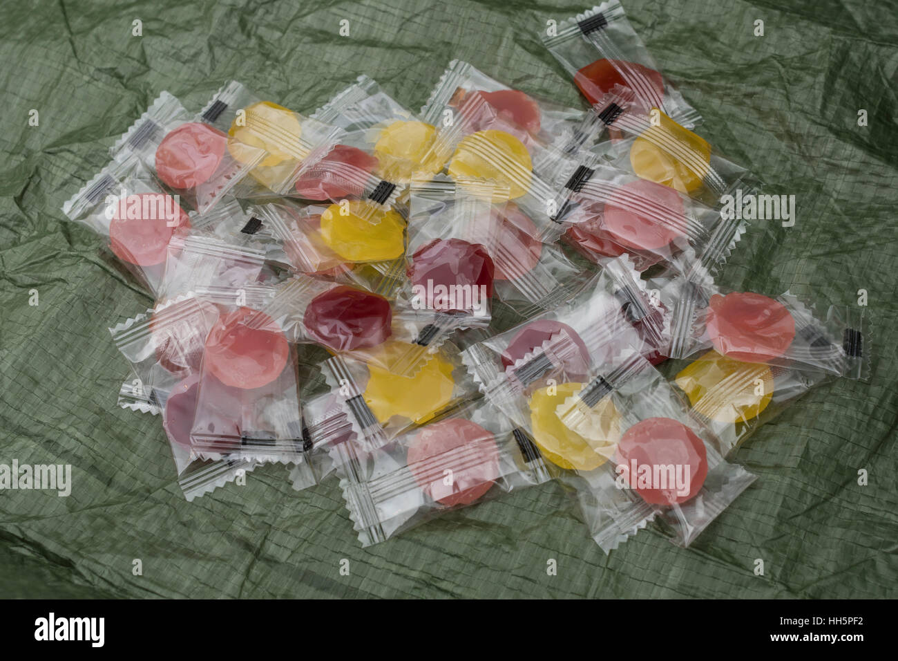 Pile of glucose / boiled sweets that are packed in UK military ration ...