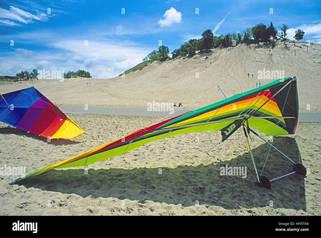 Hang Gliders On Lake Michigan Beach Next To Tower Dune At Warren Dunes