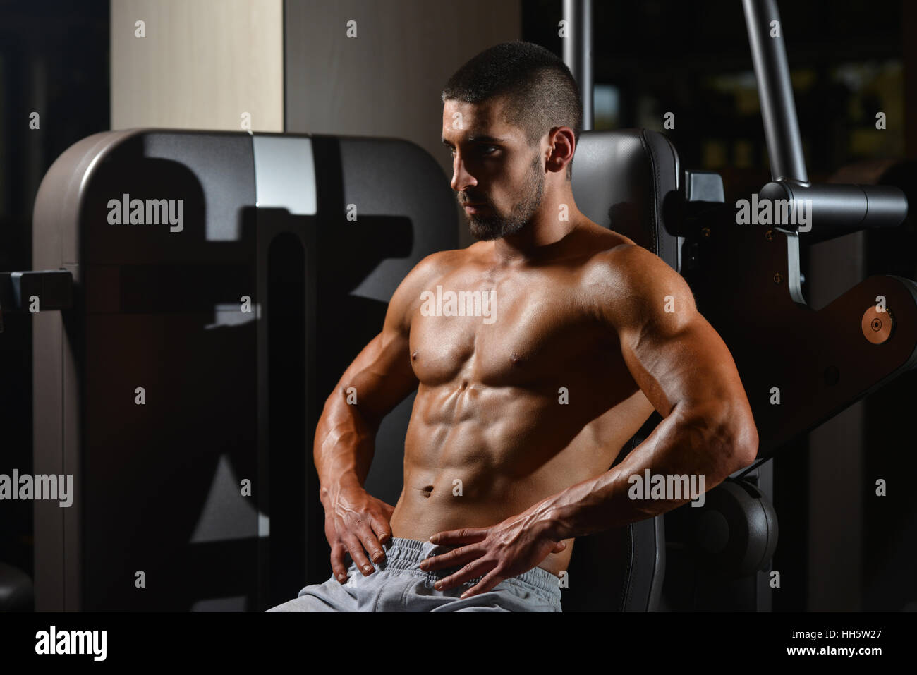 Young Muscular Men Resting After Exercises - Portrait Of A Physically ...