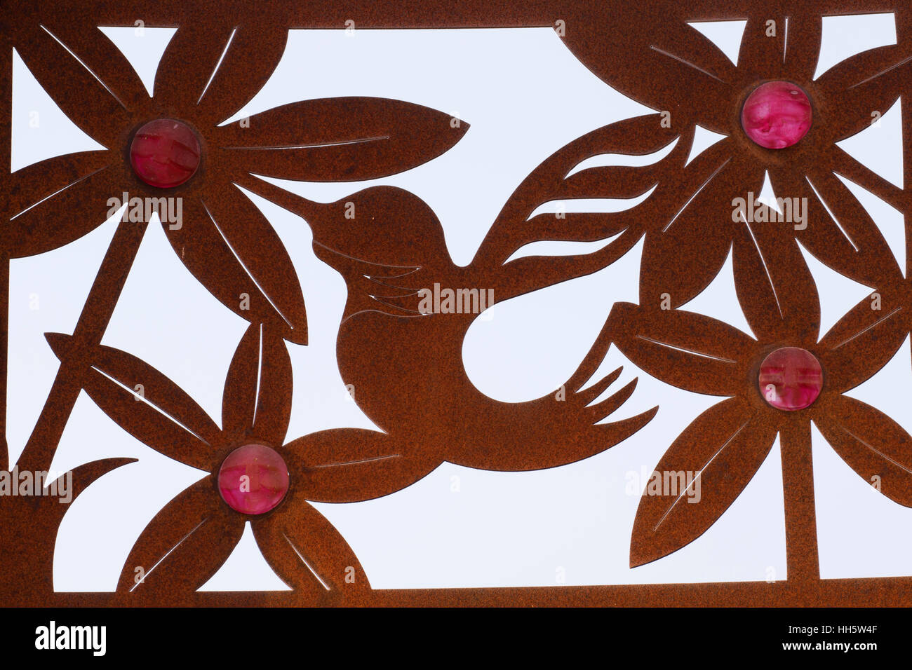 Metalwork sculpture panel, Overlook Park, Ridgefield, Washington Stock ...