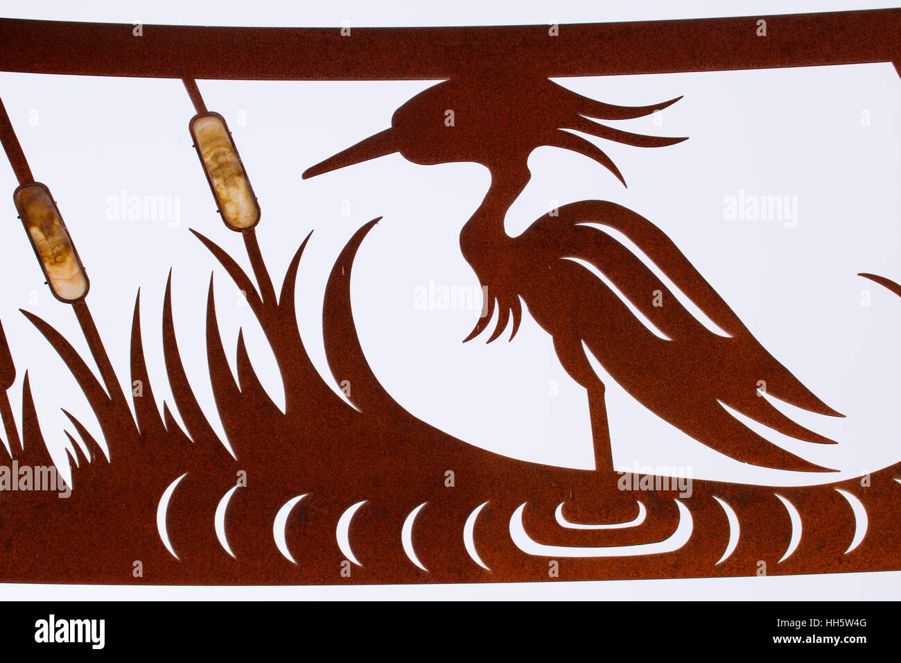 Metalwork sculpture panel, Overlook Park, Ridgefield, Washington Stock ...