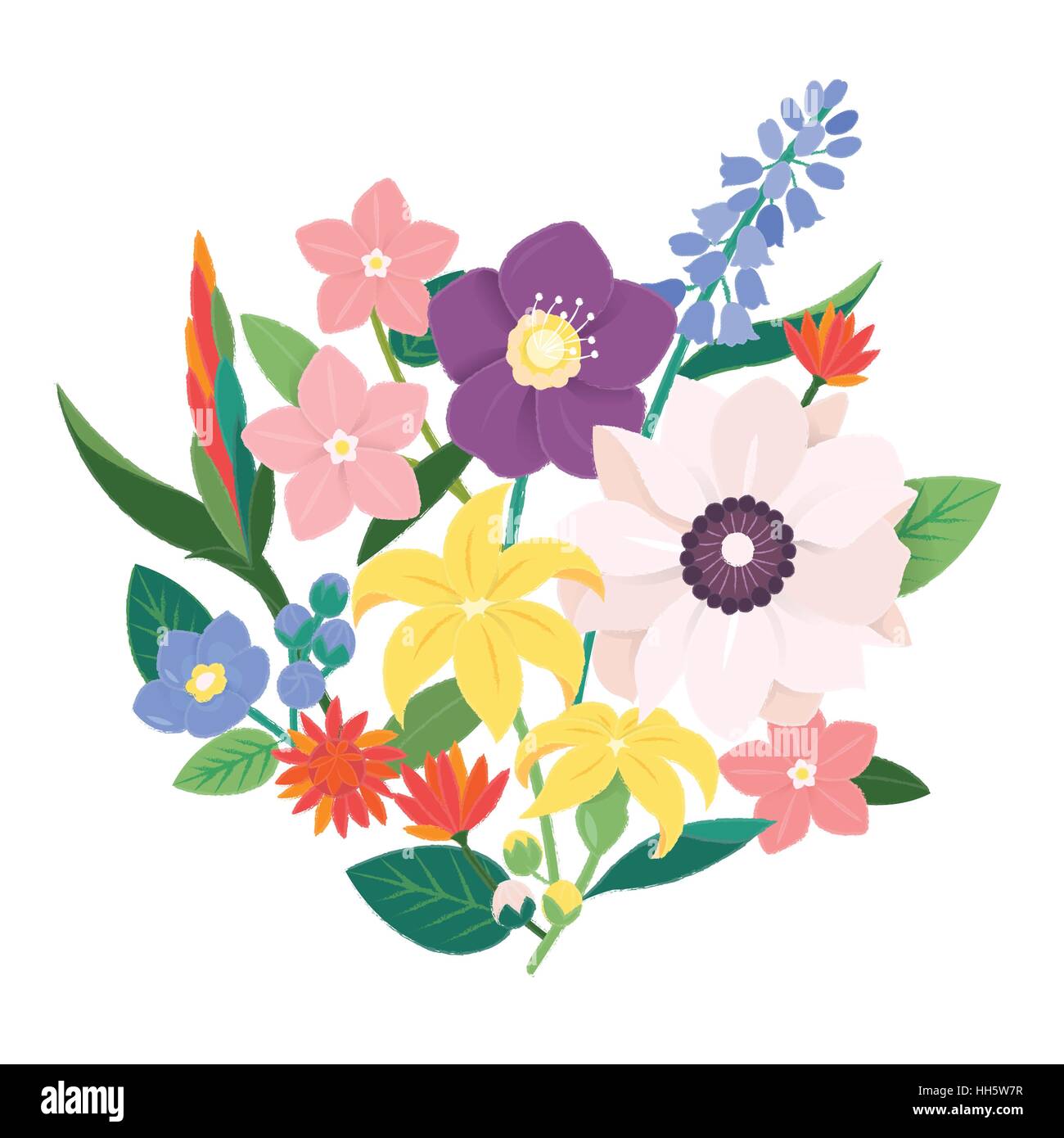 Vintage watercolor flower Stock Vector Images - Alamy