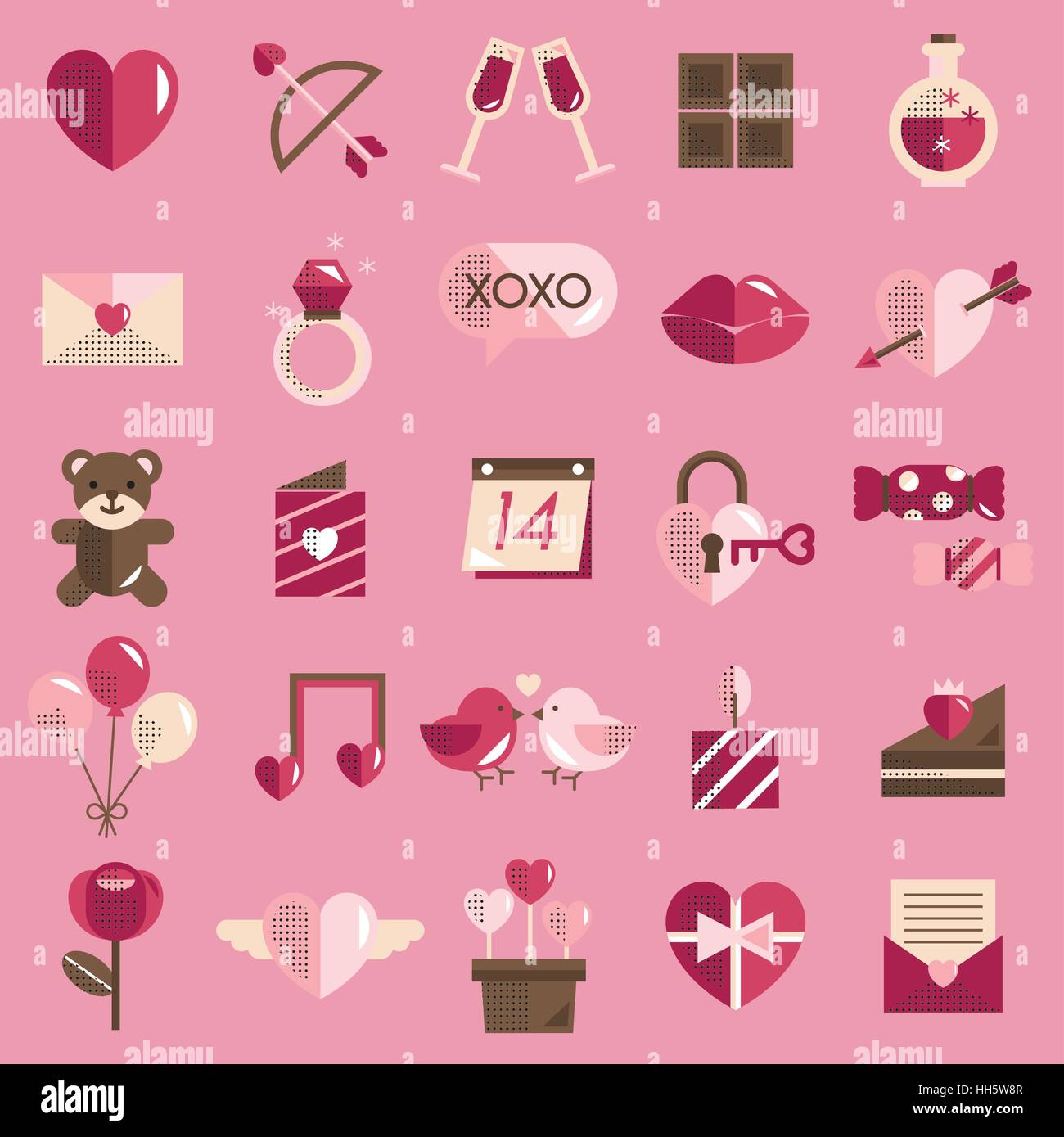 February Happy Valentine Icon Set Vector Stock Vector Image & Art - Alamy