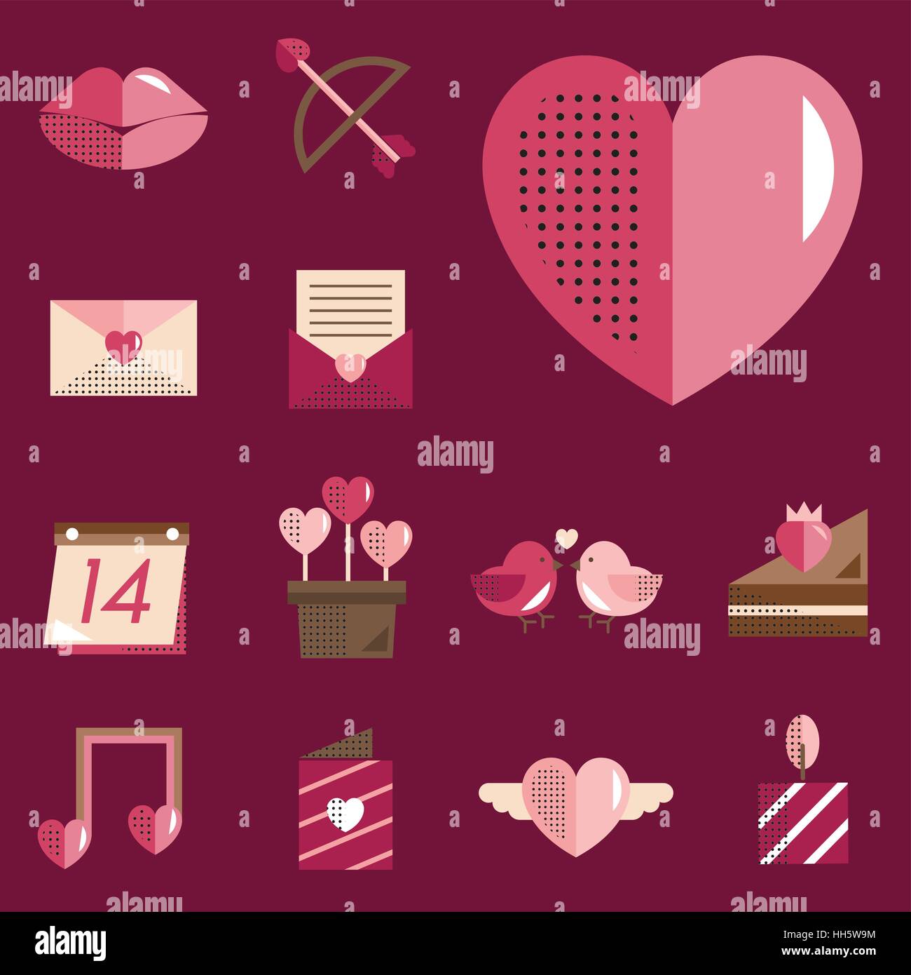 February Happy Valentine Icon Set Vector Stock Vector Image & Art - Alamy