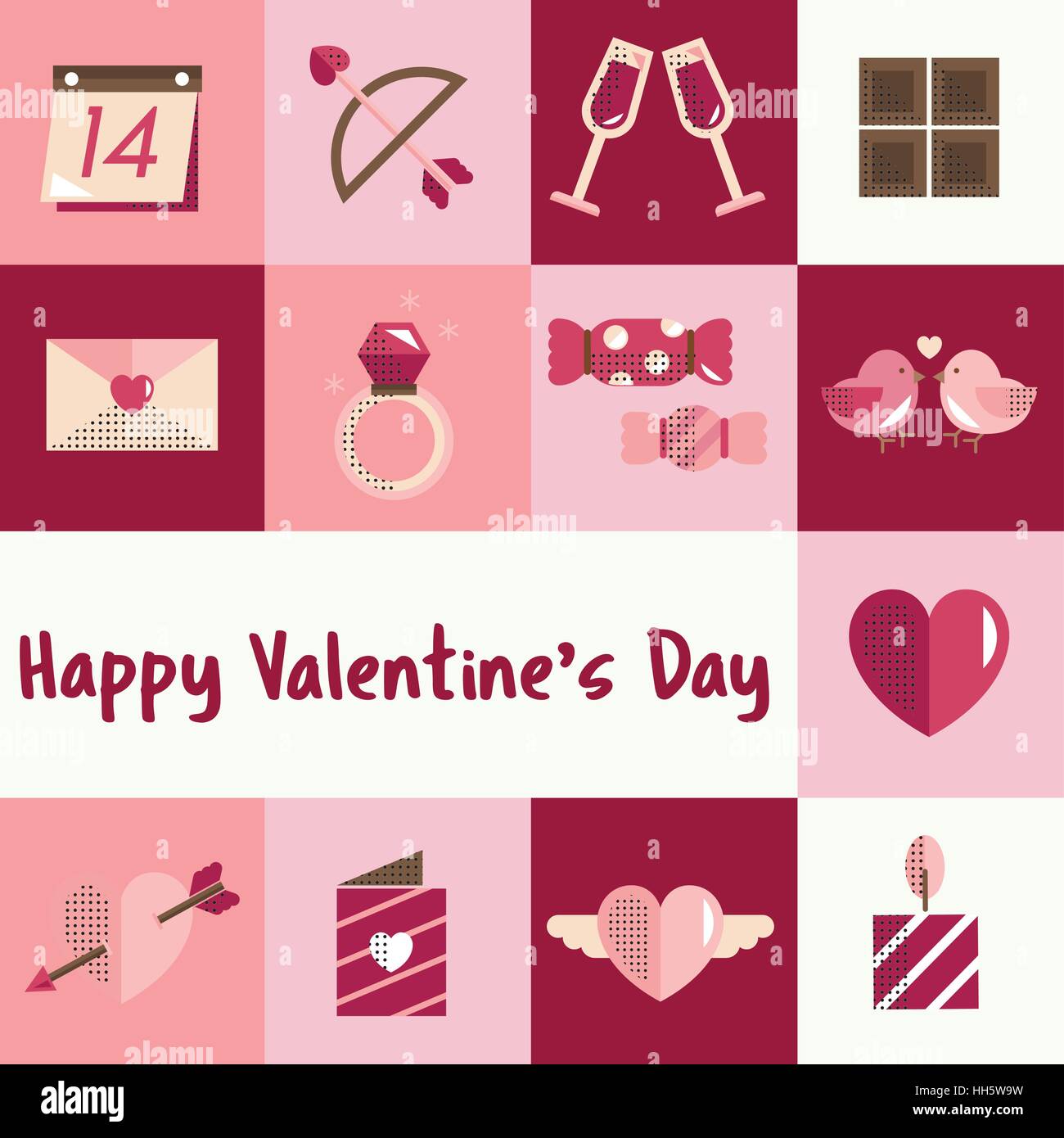 February Happy Valentine Icon Set Vector Stock Vector Image & Art - Alamy