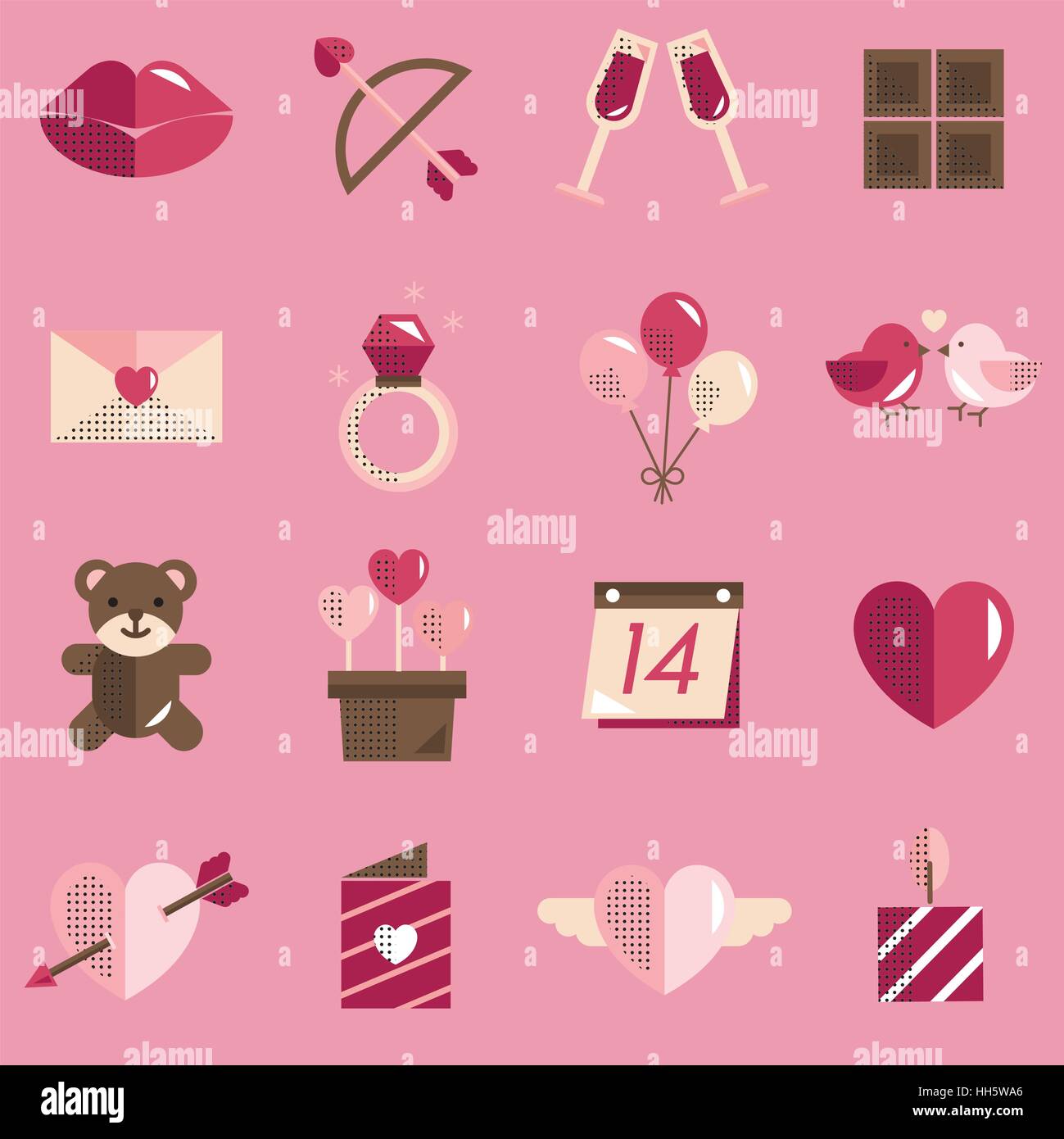 February Happy Valentine Icon Set Vector Stock Vector Image & Art - Alamy