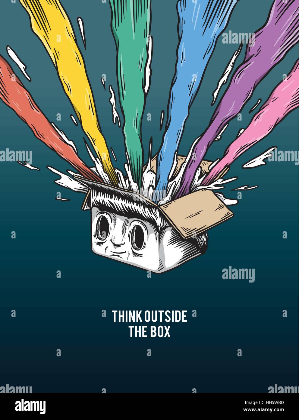 Think Outside The Box Ceative Motivation Concept Stock Vector Image ...