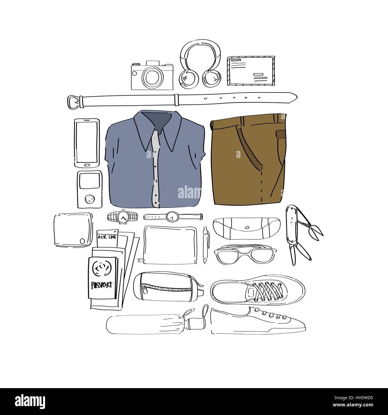 Illustration Drawing Travel Pack Collection Stock Vector Image & Art ...