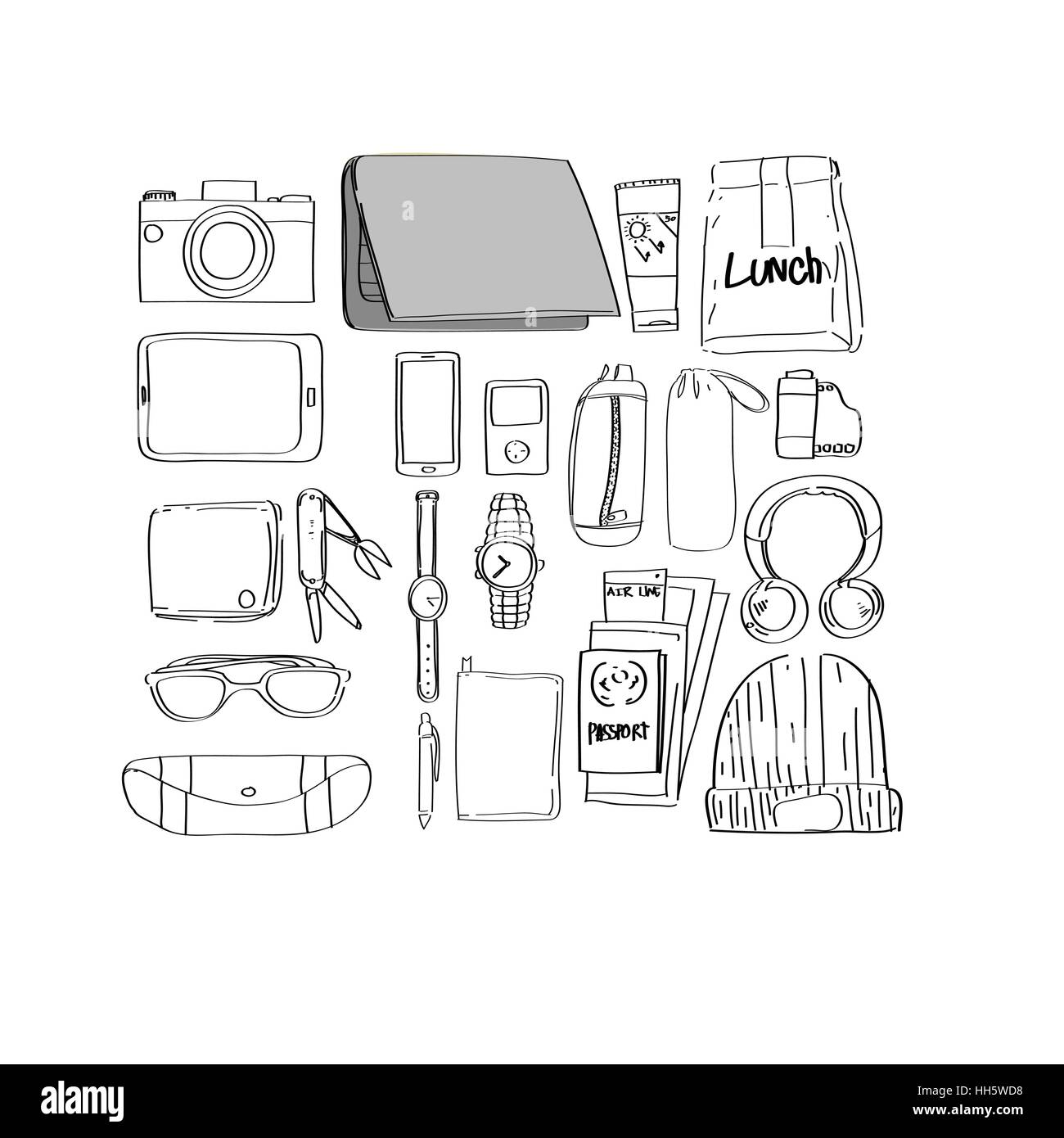 Explorer backpack drawing Cut Out Stock Images & Pictures - Alamy