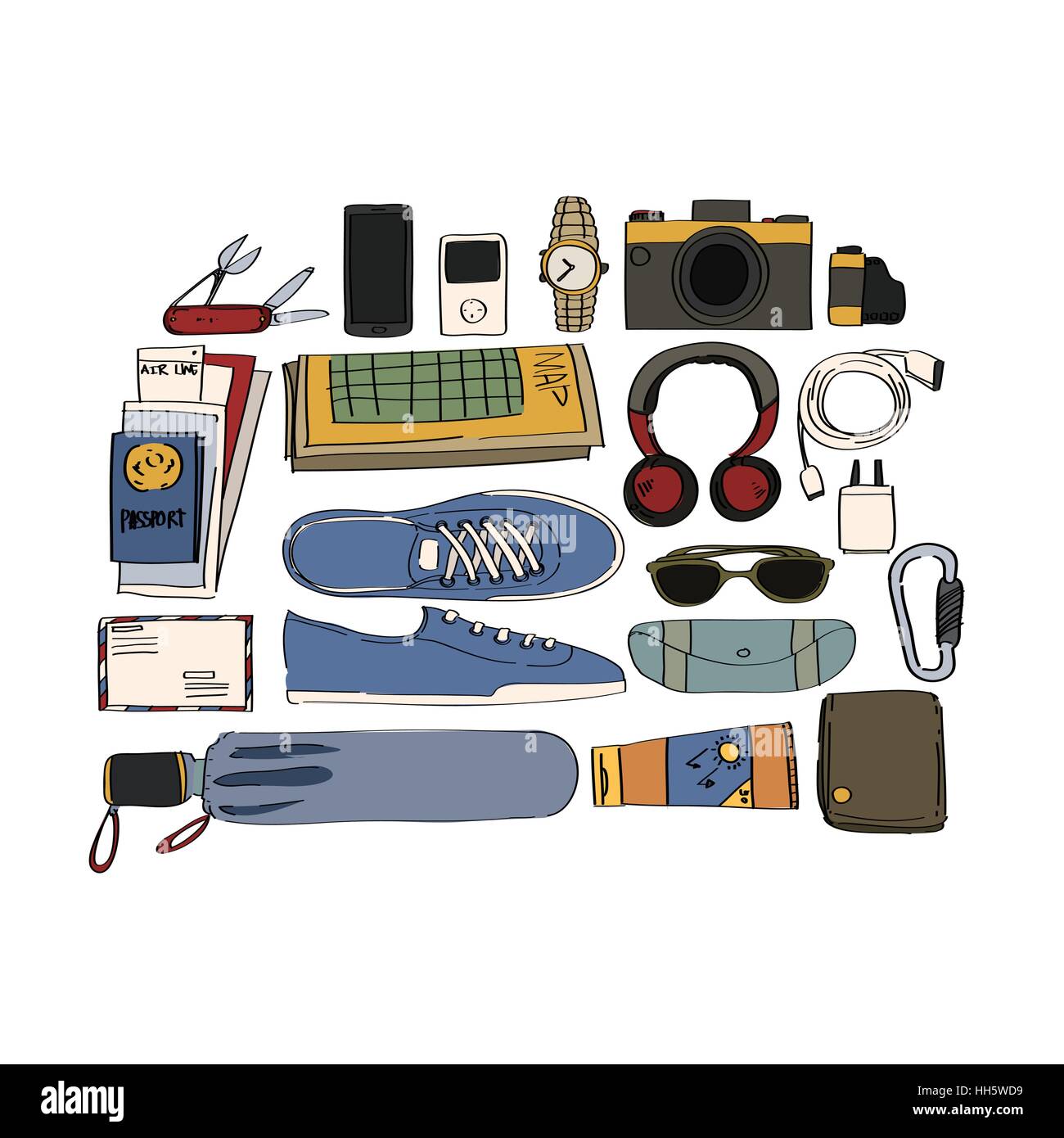 Illustration Drawing Travel Pack Collection Stock Vector Image & Art ...