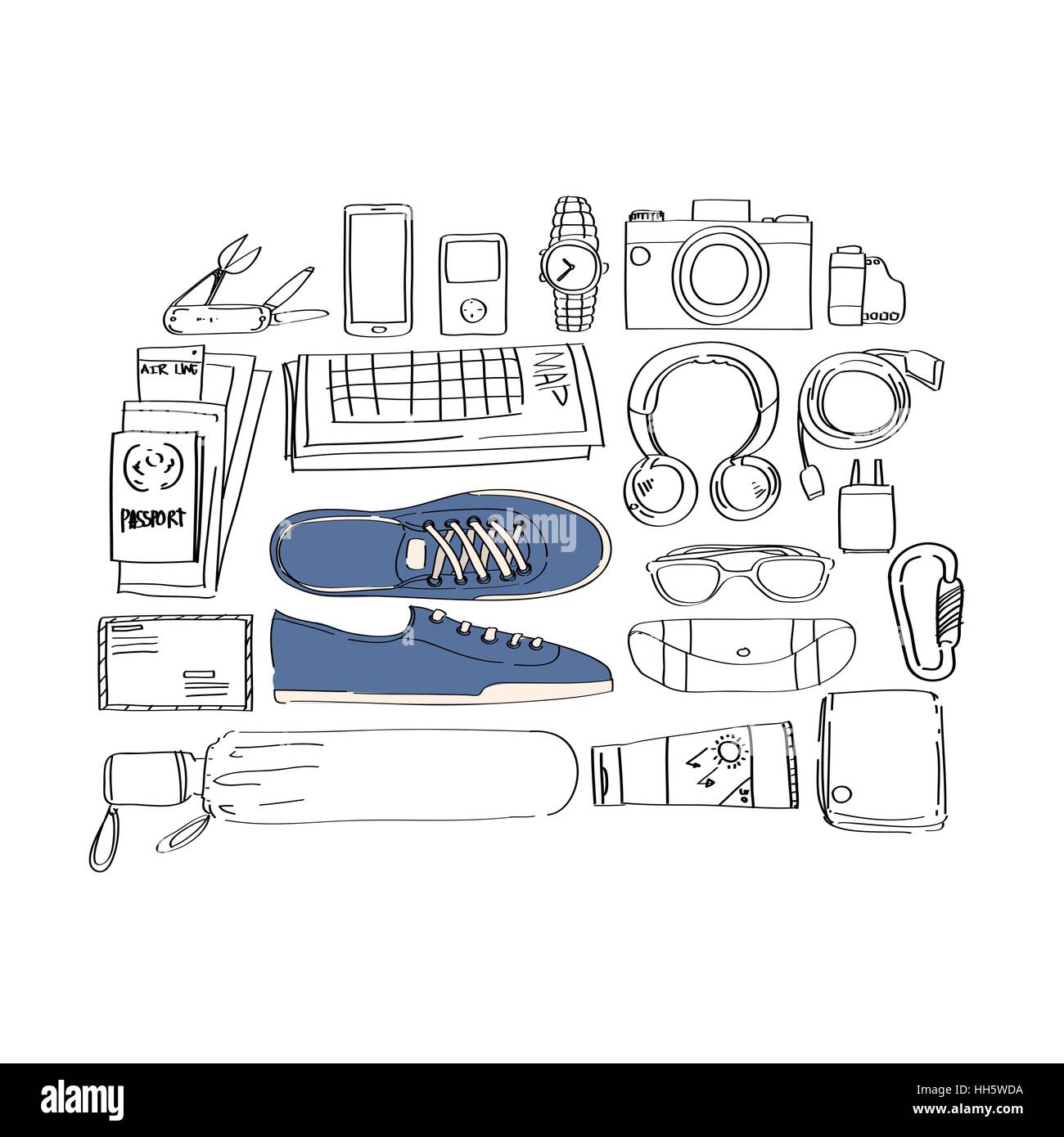 Illustration Drawing Travel Pack Collection Stock Vector Image & Art ...