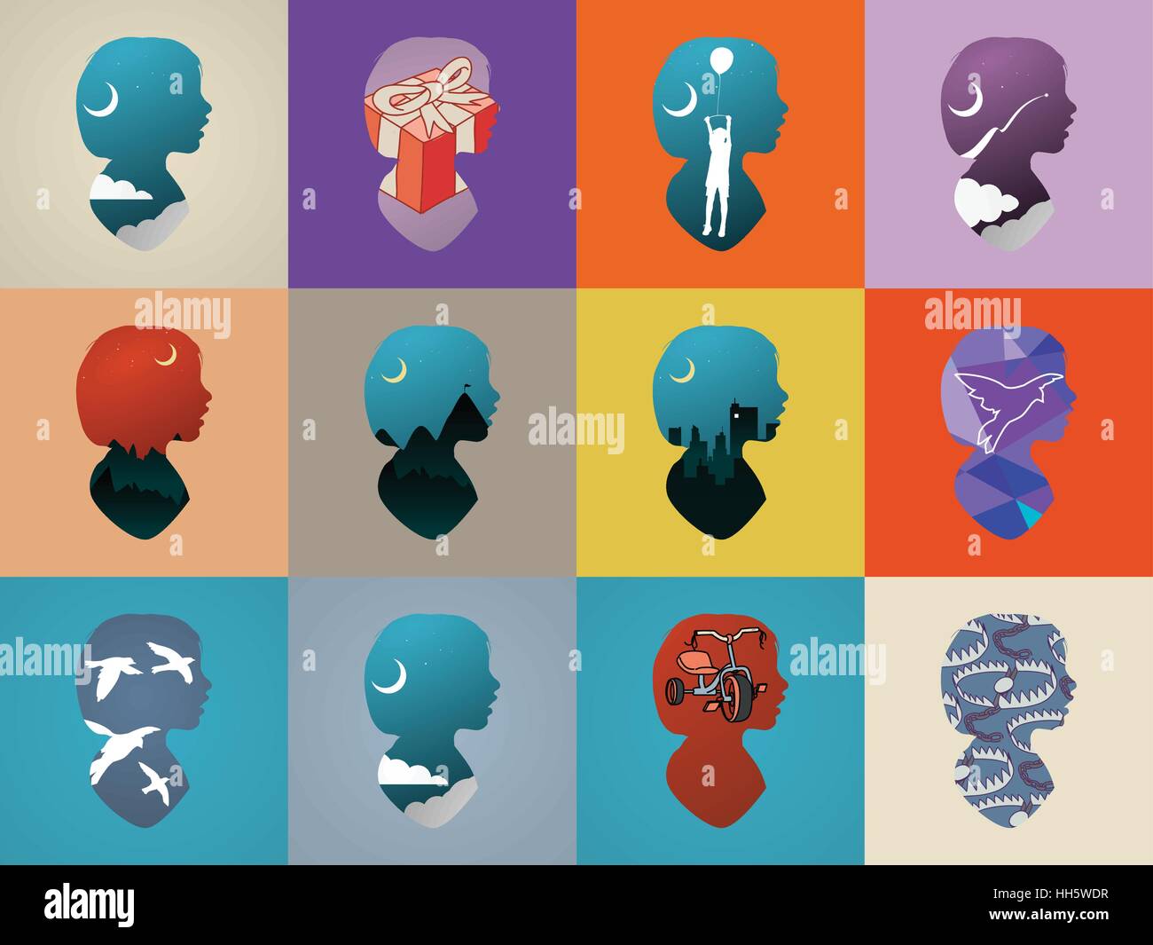 Human Mindset Thinking Aspiration Imagination Concept Stock Vector ...