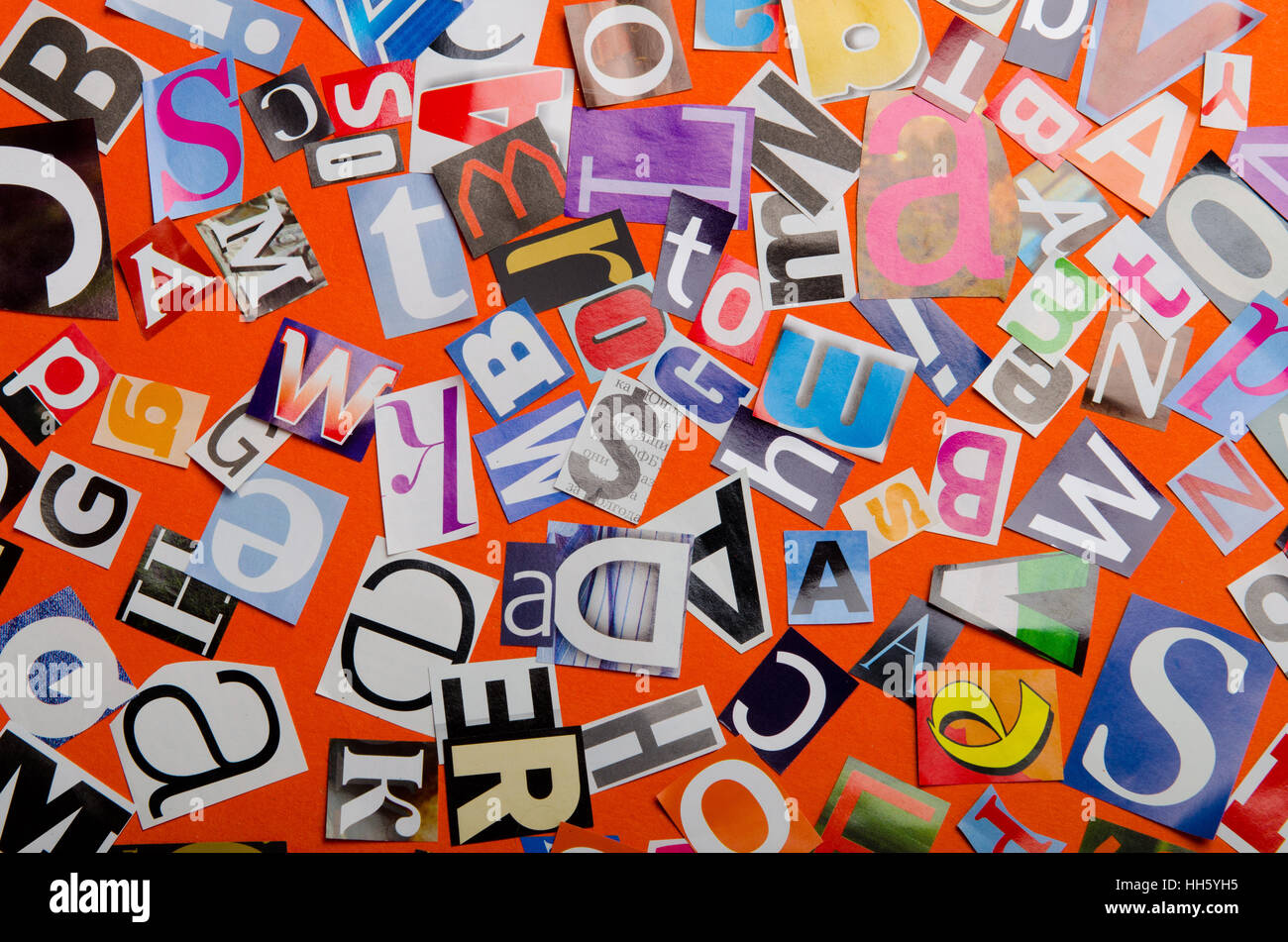 Newspaper magazine alphabet letters numbers hi-res stock photography ...