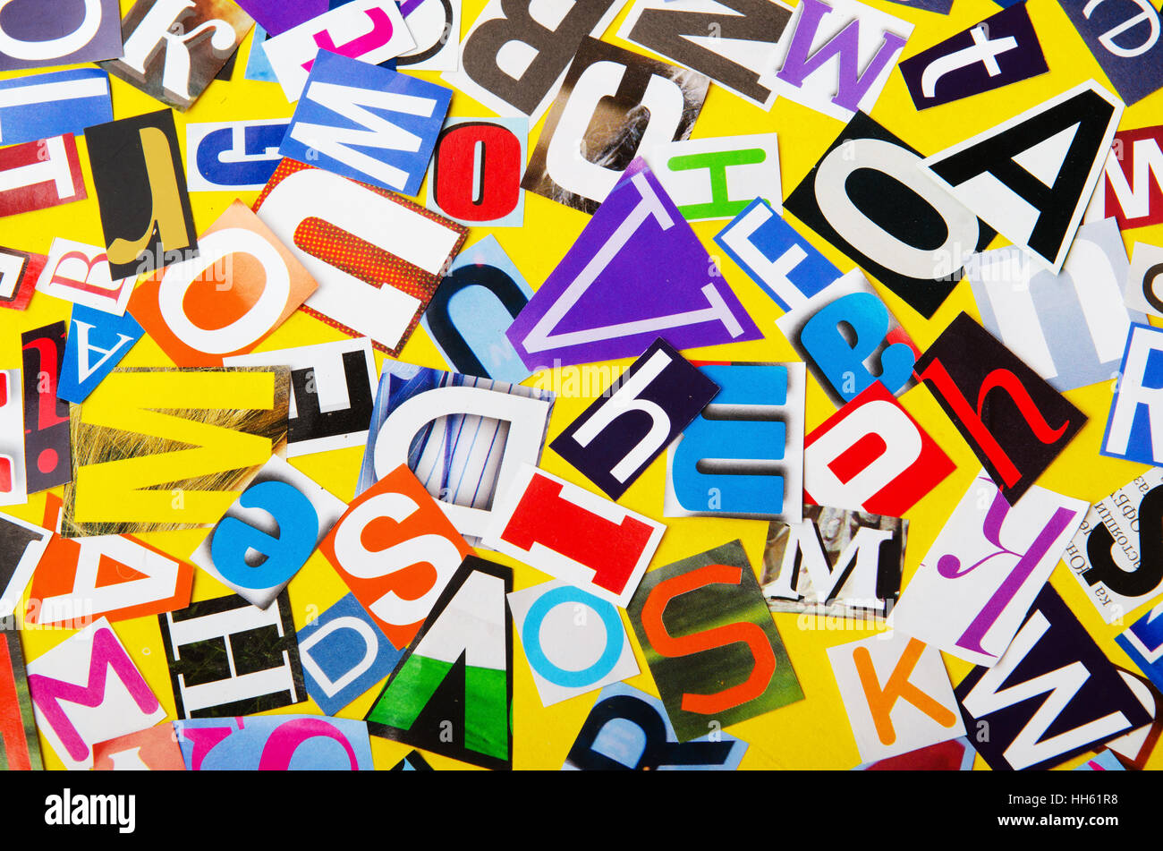 Newspaper magazine alphabet letters numbers hi-res stock photography ...