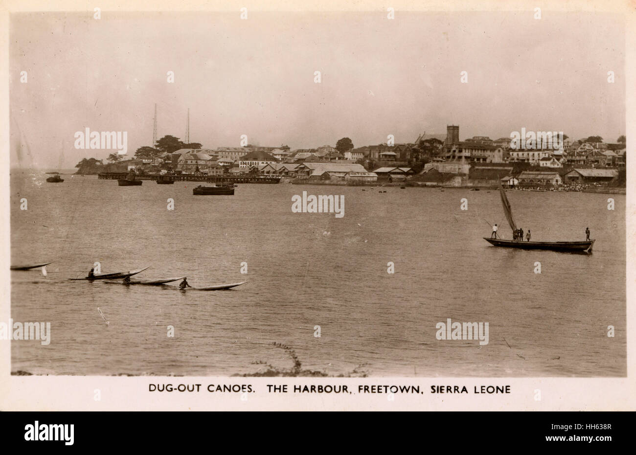 The Harbour, Freetown, Sierra Leone, Africa - Dug-out canoes Stock ...