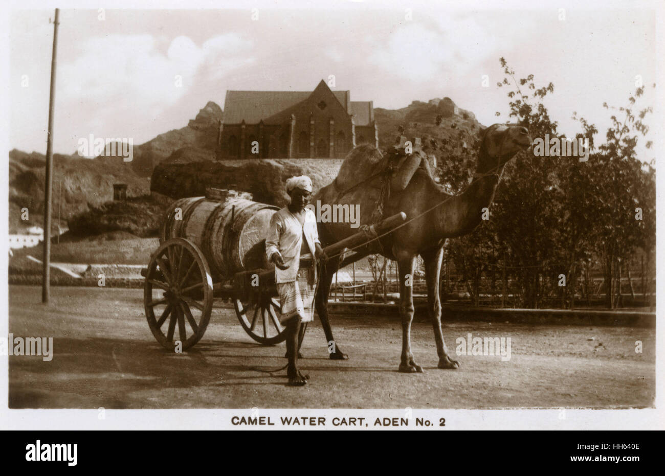 Camel-drawn water cart, Aden Stock Photo - Alamy
