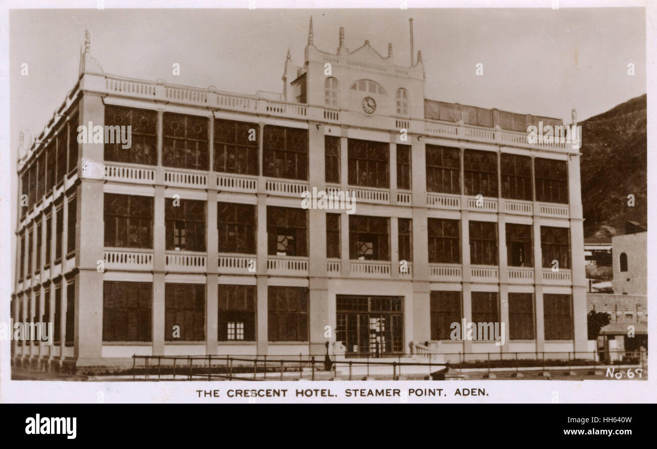 Crescent Hotel, Steamer Point, Aden Stock Photo - Alamy