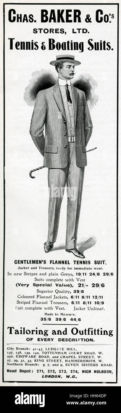 Advert for Chas. Baker & Co's men's boating suit 1906 Stock Photo - Alamy