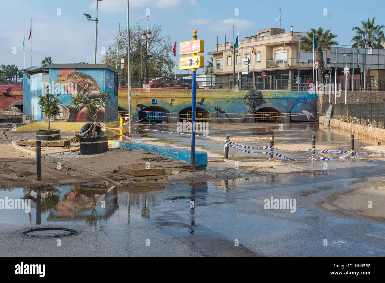 Flooding in the streets at Los Alcazares in Murcia Spain following ...