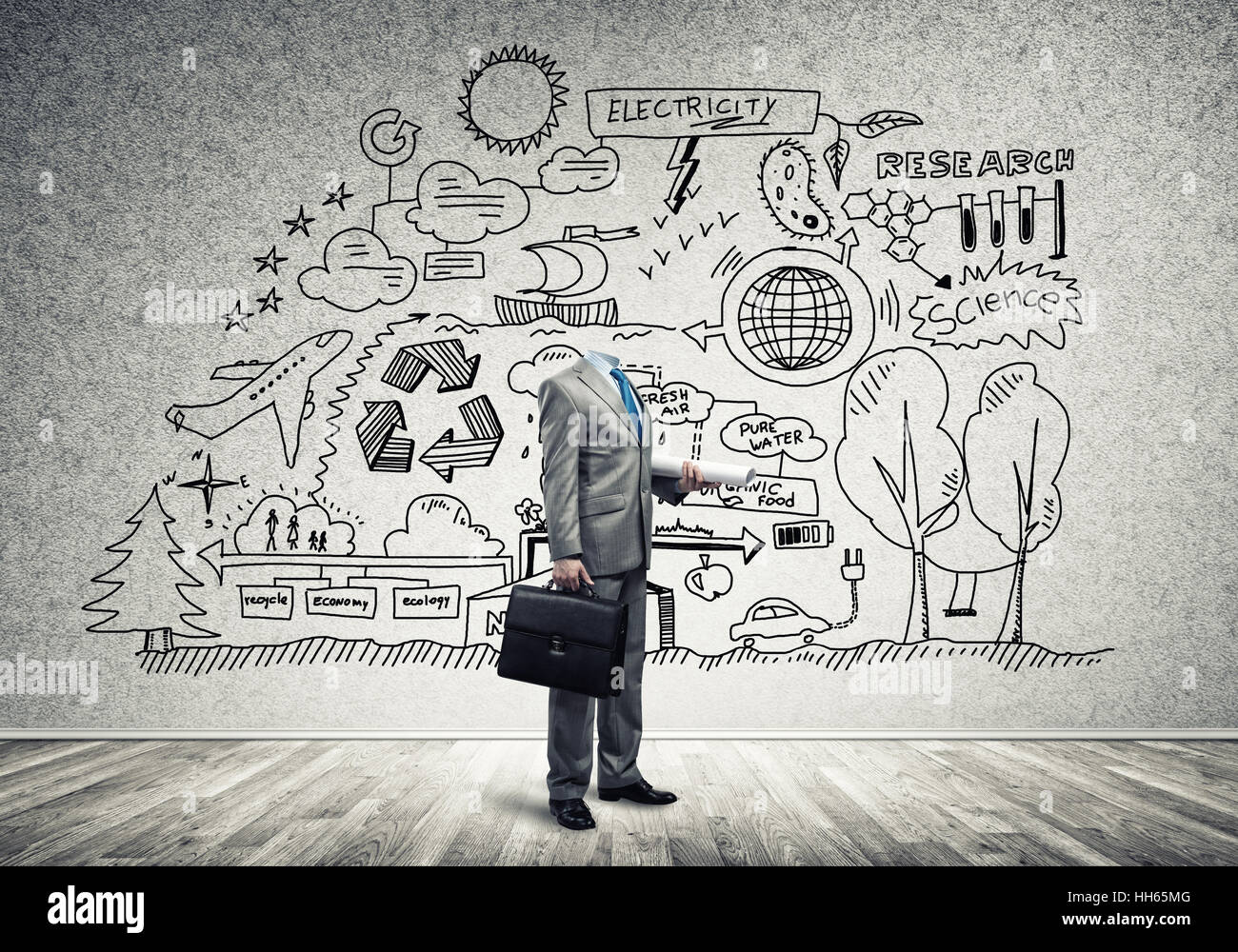 Businessman without head Stock Photo - Alamy