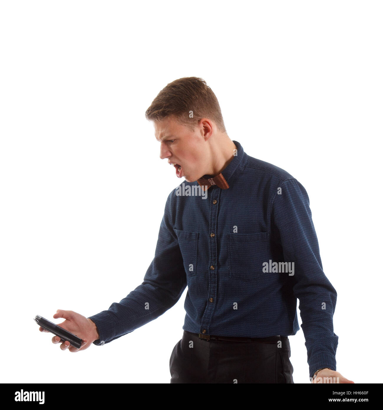 Yell into the phone hi-res stock photography and images - Alamy