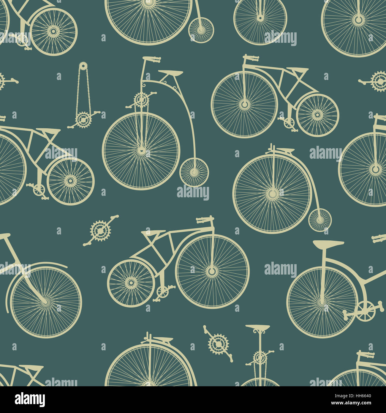 Background bicycle seamless repeating pattern in vintage retro style ...