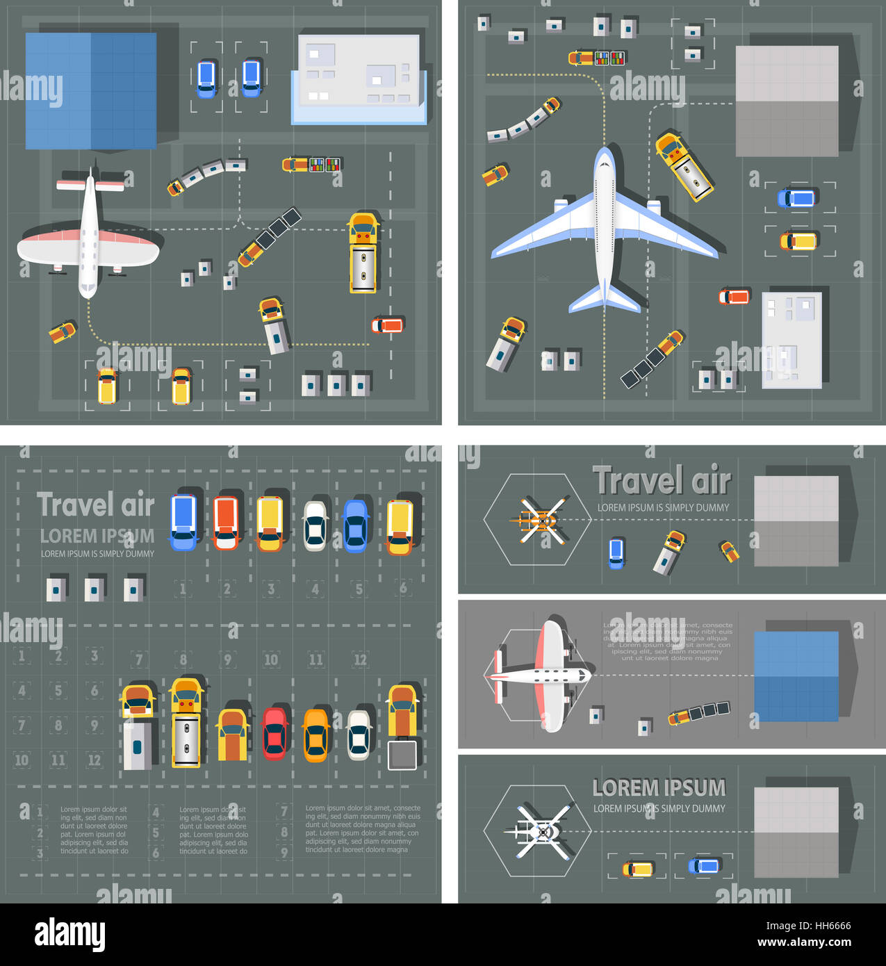 Airport passenger terminal top view. The runway of the aircraft ...